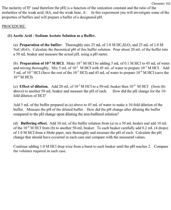 Solved ACID-BASE EQUILIBRIA: BUFFERS INTRODUCTION: According | Chegg.com