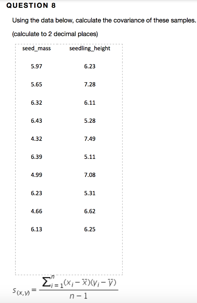 Solved Using the data below, calculate the covariance of | Chegg.com Solved Using the data below, calculate the covariance of | Chegg.com