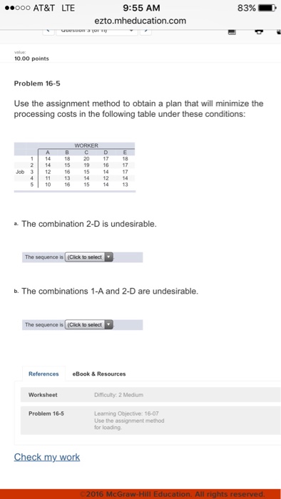 Solved Use the assignment method to obtain a plan that will | Chegg.com