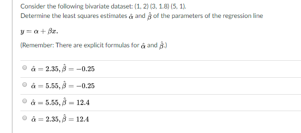 Solved Consider the following bivariate dataset: (1, 2) (3, | Chegg.com
