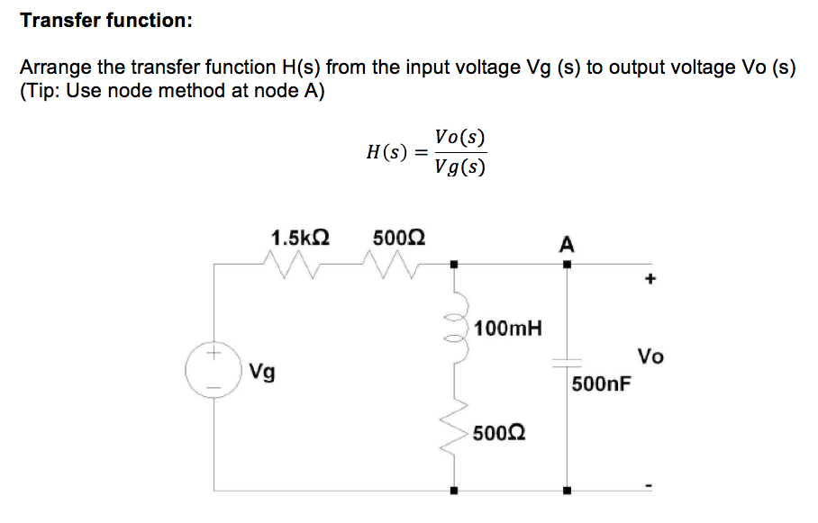 Solved Transfer function: Arrange the transfer function H(s) | Chegg.com