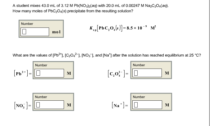 Solved A student mixes 43.0 mL of 3.12 M Pb(NO3)2(aq) with | Chegg.com