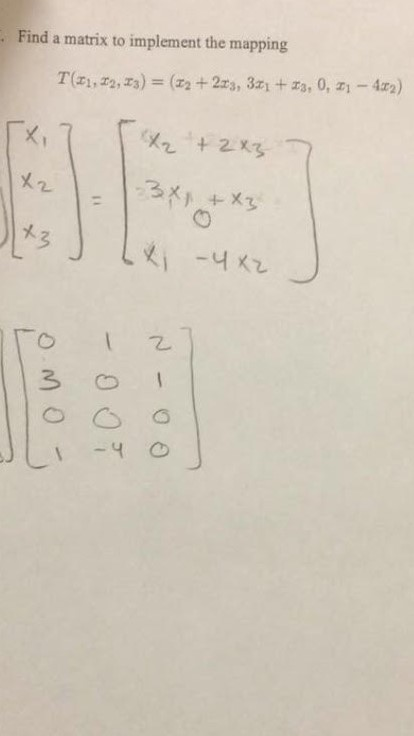 Solved Find a matrix to implement the mapping . Xi | Chegg.com