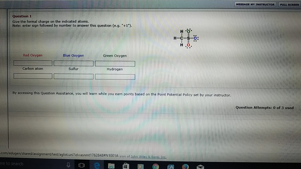 Solved MESSAGE MY INSTRUCTOR FULL SCREEN Question 1 Give the | Chegg.com