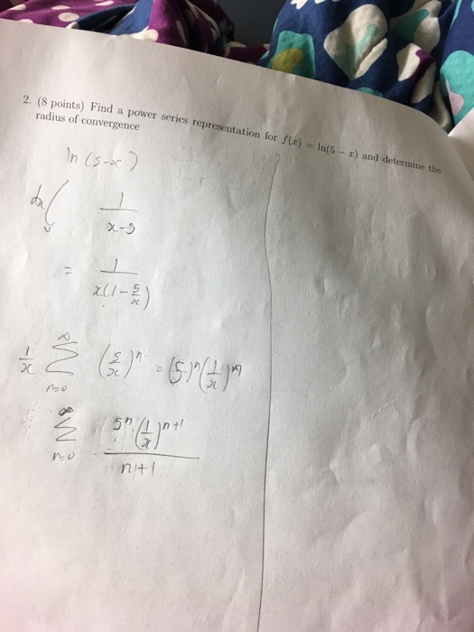 Solved Find a power series representation for f(x) = ln (5 - | Chegg.com