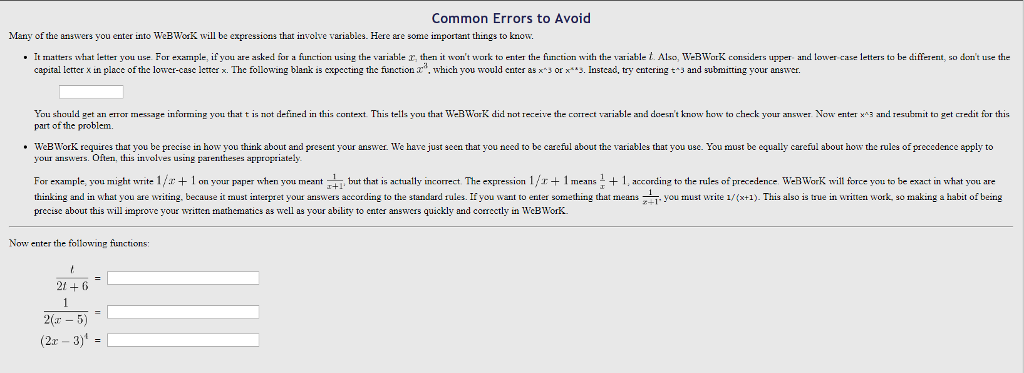 Solved Common Errors to Avoid Many of the answers you enter | Chegg.com
