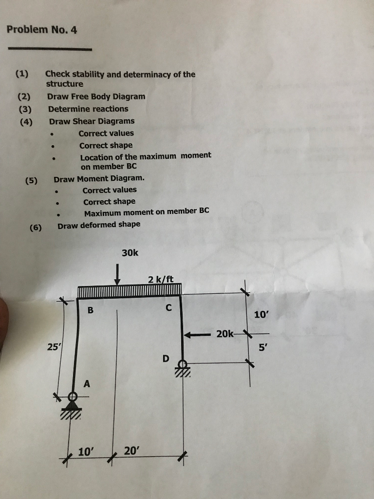 Solved Problem No. 4 (1) Check stability and determinacy of | Chegg.com