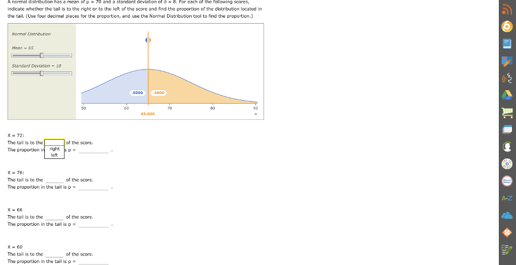 Solved A Normal Distribution Has A Mean Of μ 70 And A