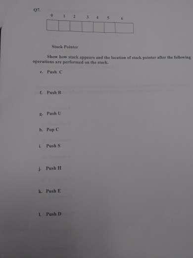 Solved 07 Stack Pointer Show how stack appears and the | Chegg.com