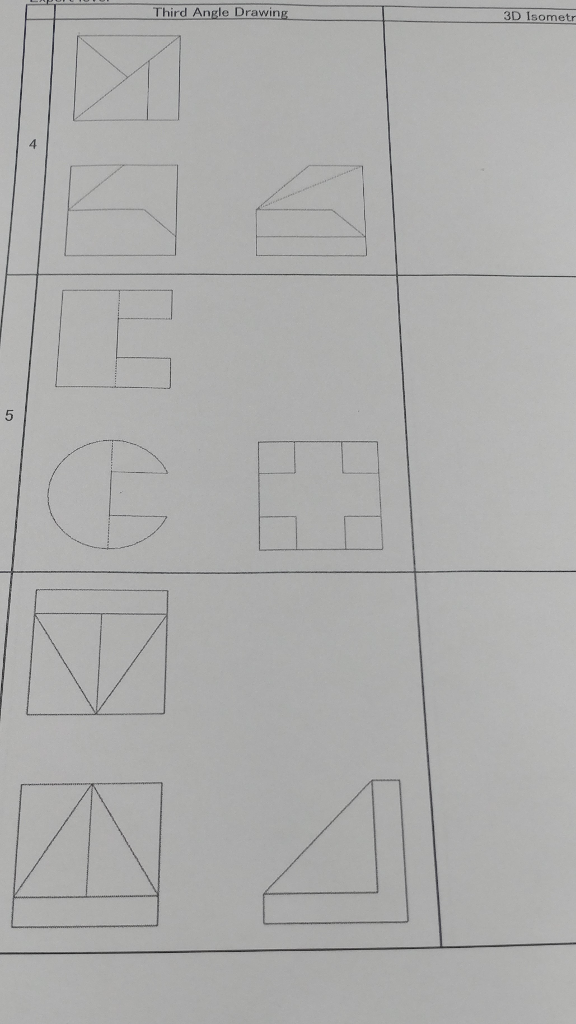 Solved Third Angle Drawing 3D Isometr | Chegg.com