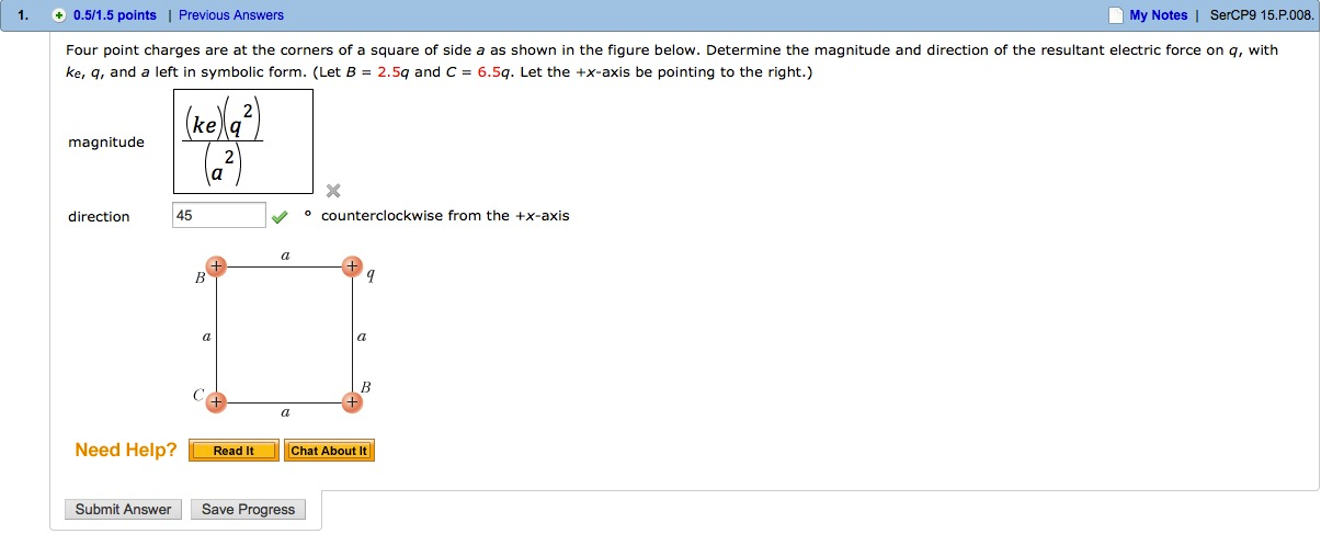 Solved Four point charges are at the corners of a square of | Chegg.com