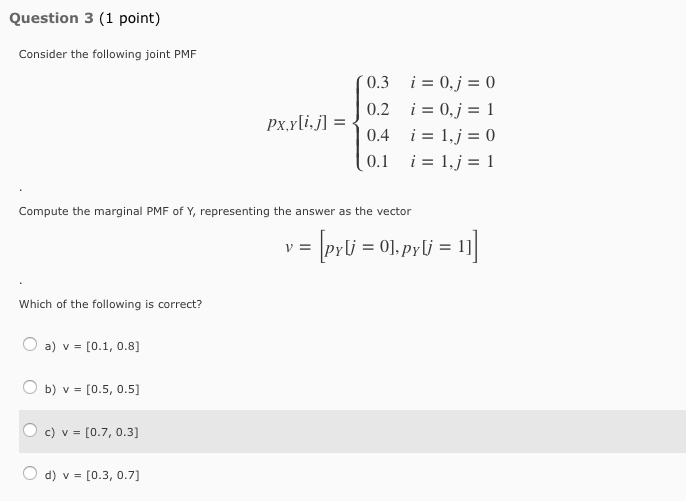 Solved Consider the following joint PMF P_x, y[I, j] = {0.3 | Chegg.com