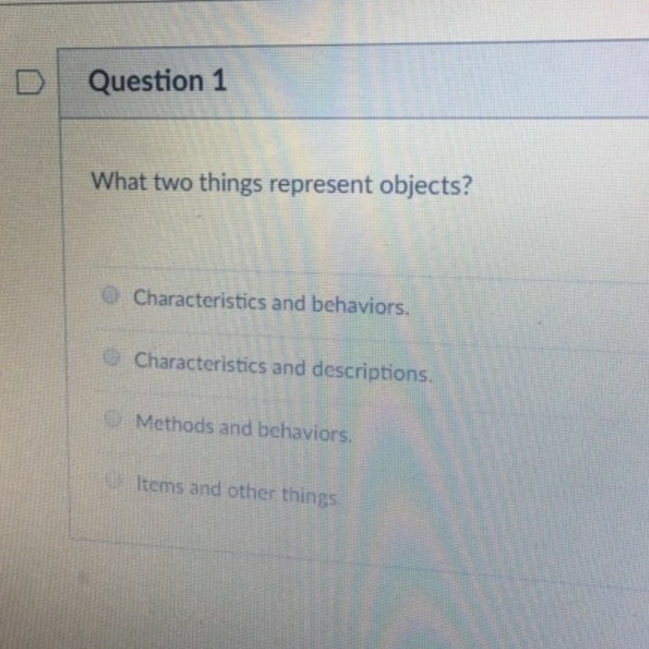 Solved What two things represent objects? Characteristics | Chegg.com
