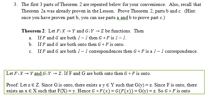 Solved The first 3 parts of Theorem 2 are repeated below for | Chegg.com