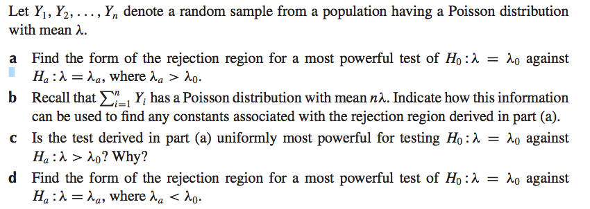 Solved Let Y, Y2... , Y, denote a random sample from a | Chegg.com