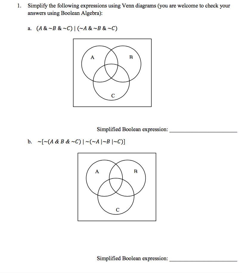 Solved Simplify the following expressions using Venn | Chegg.com