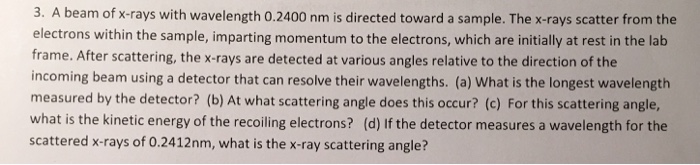 Solved A beam of x-rays with wavelength 0.2400 nm is | Chegg.com