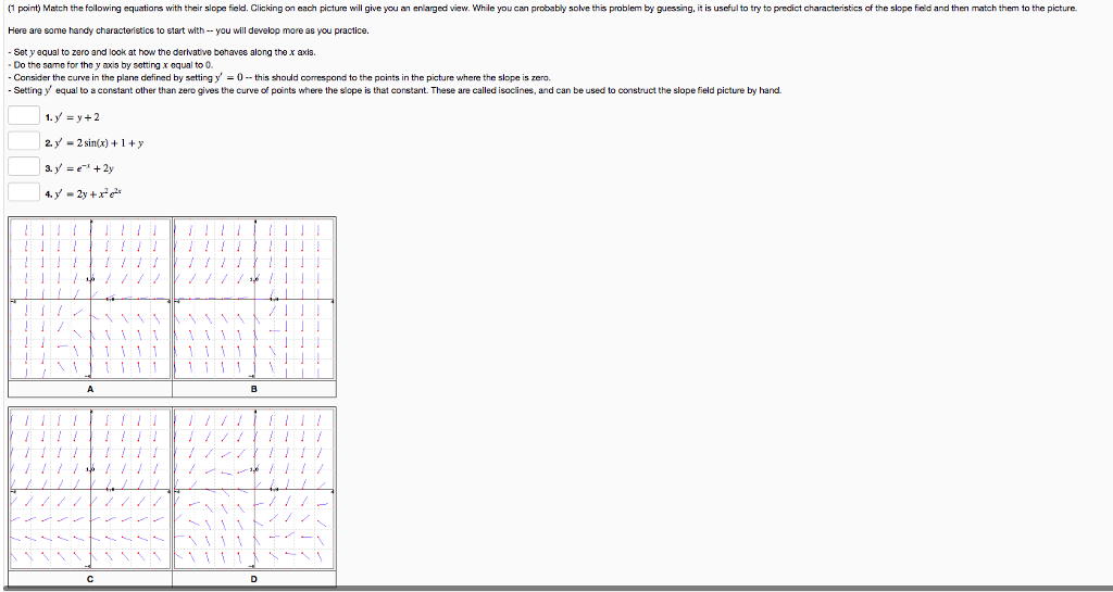 Solved (1 point) Match the following equations with their | Chegg.com