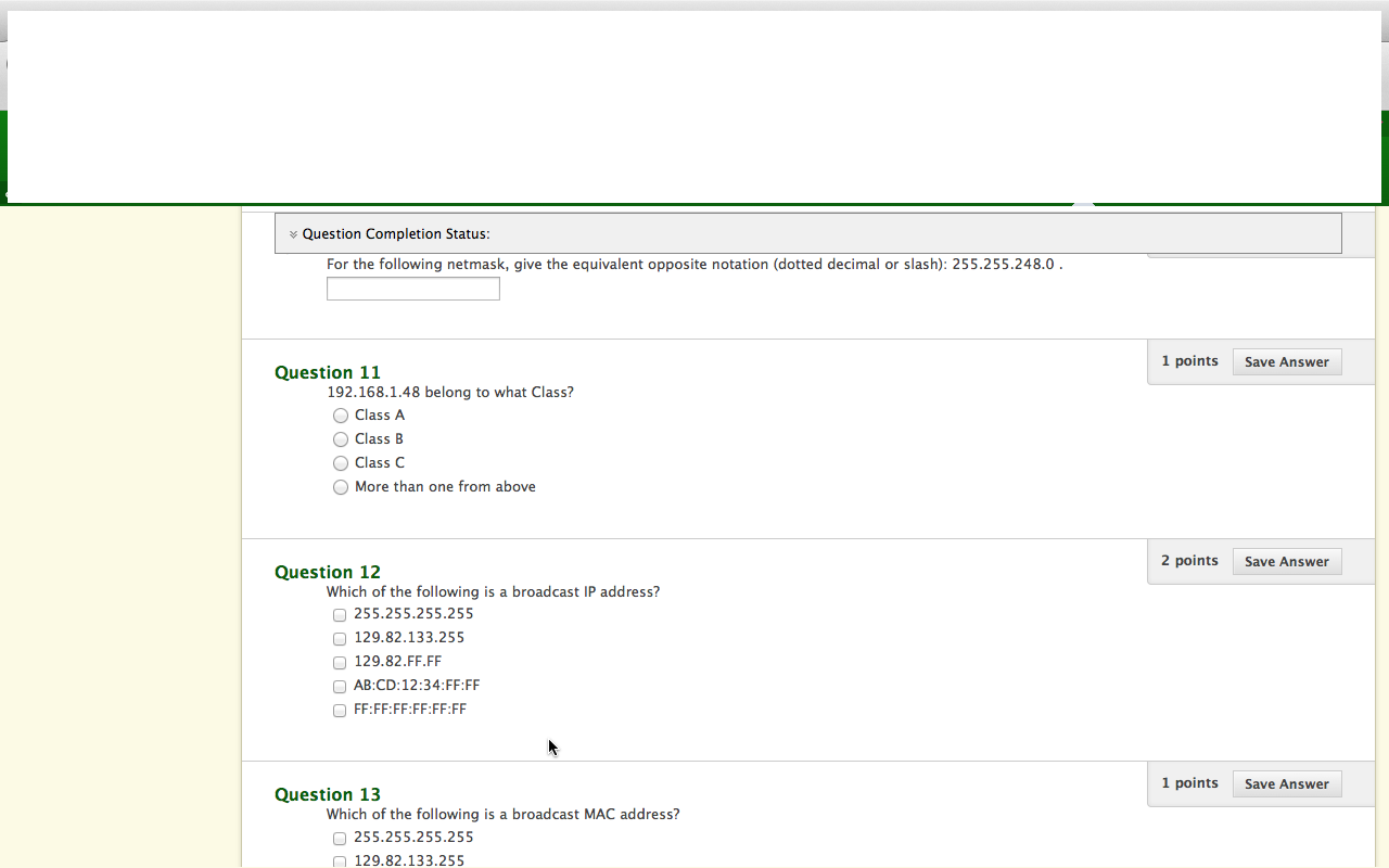 Solved For the following netmask, give the equivalent | Chegg.com