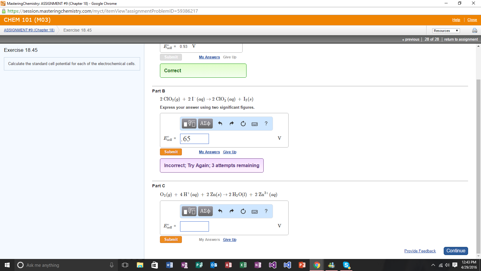 Solved Calculate The Standard Cell Potential For Each Of The