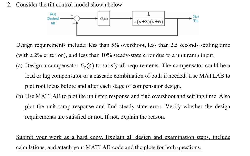 Solved 2. Consider the tilt control model shown below R(s) | Chegg.com