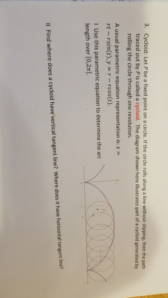 Solved 3. Cycloid: Let P be a fixed point on a circle. If | Chegg.com
