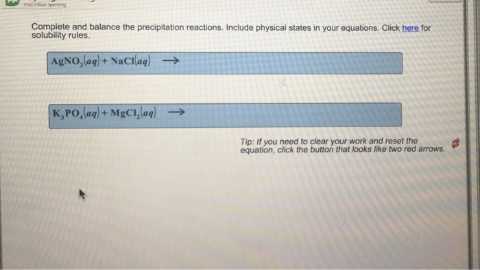 Solved Complete and balance the precipitation reactions. | Chegg.com