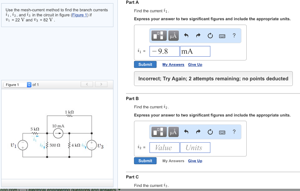 Solved Part A Use the mesh-current method to find the branch | Chegg.com