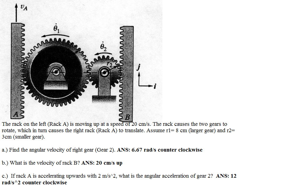 Solved The rack on the left (Rack A) is moving up at a | Chegg.com