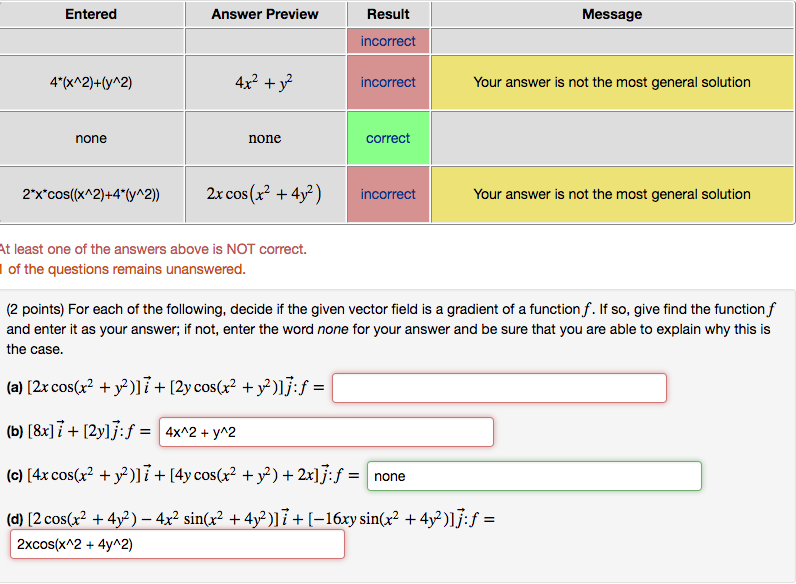 Solved For each of the following, decide if the given vector | Chegg.com