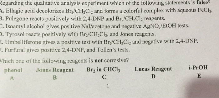 Solved Regarding the qualitative analysis experiment which | Chegg.com