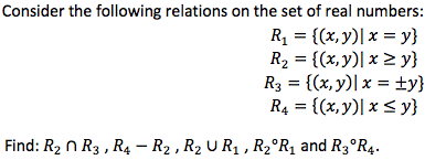 Solved Consider the following relations on the set of real | Chegg.com