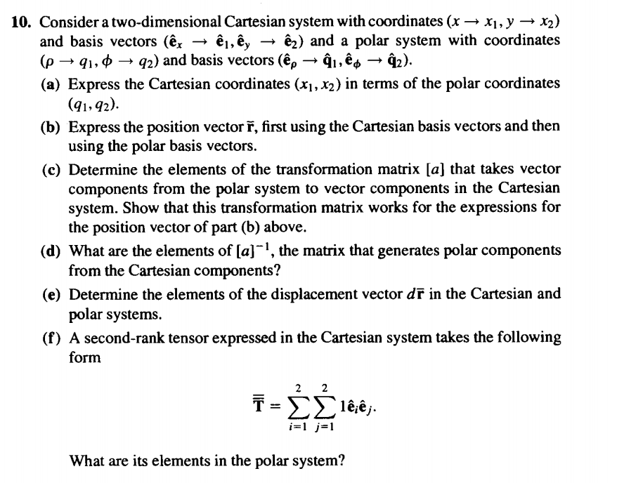 Consider a two-dimensional Cartesian system with | Chegg.com
