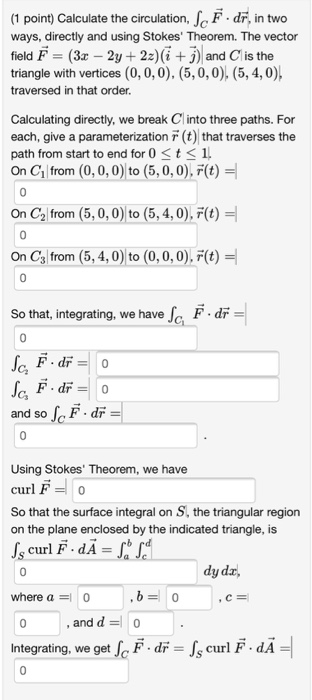 Solved Calculate the circulation, integral_C vector F middot | Chegg.com