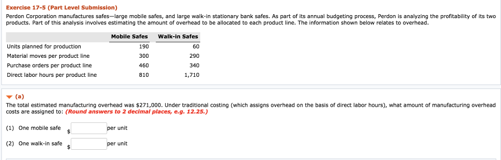 Solved Exercise 17-5 (Part Level Submission) Perdon | Chegg.com