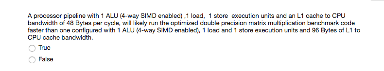 Solved A processor pipeline with 1 ALU (4-way SIMD | Chegg.com