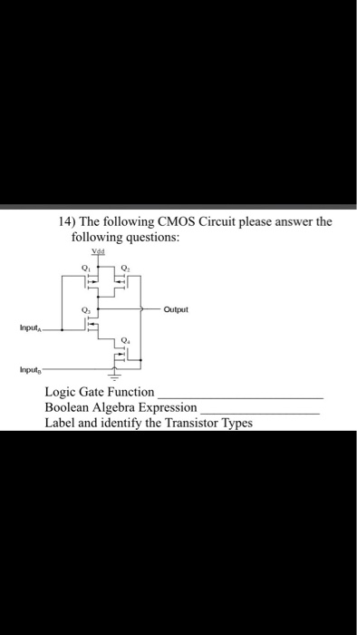 Solved The following CMOS Circuit please answer the | Chegg.com