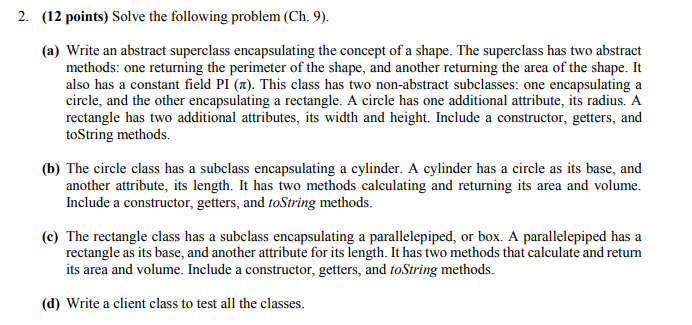 Solved 2. (12 points) Solve the following problem (Ch. 9) | Chegg.com