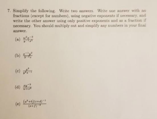 Solved 7. Simplify the following. Write two answers. Write | Chegg.com