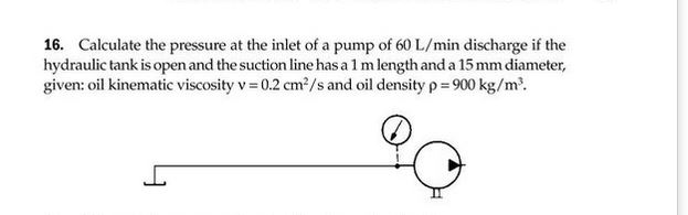Solved Calculate the pressure at the inlet of a pump of 60 | Chegg.com