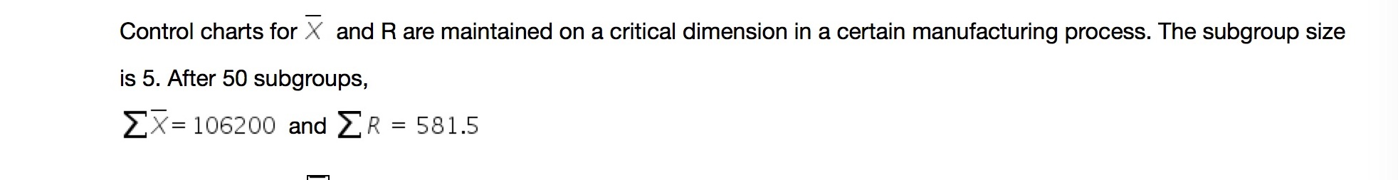 Solved Control charts for X and R are maintained on a | Chegg.com