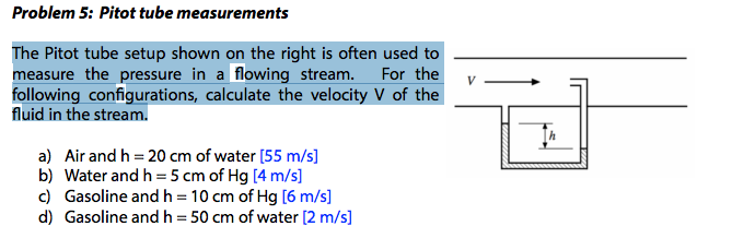 Solved The Pitot tube setup shown on the right is often used | Chegg.com