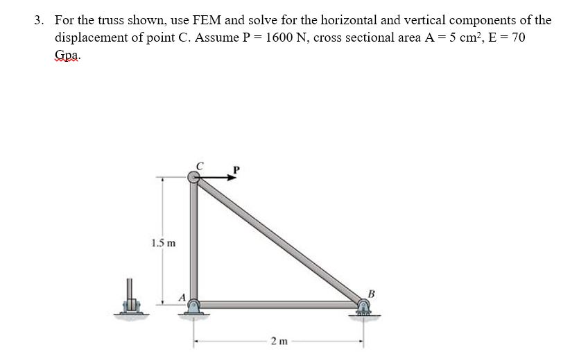Solved For the truss shown, use FEM and solve for the | Chegg.com