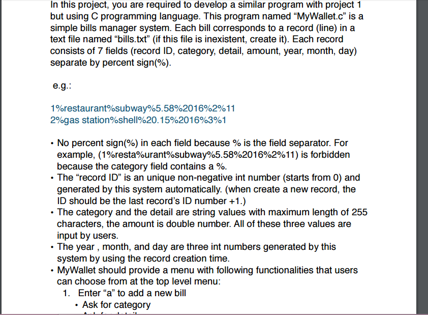 Solved In this project, you are required to develop a | Chegg.com
