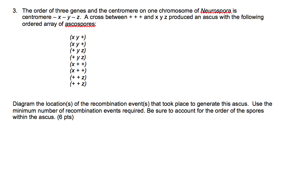 Solved The order of three genes and the centromere on one | Chegg.com