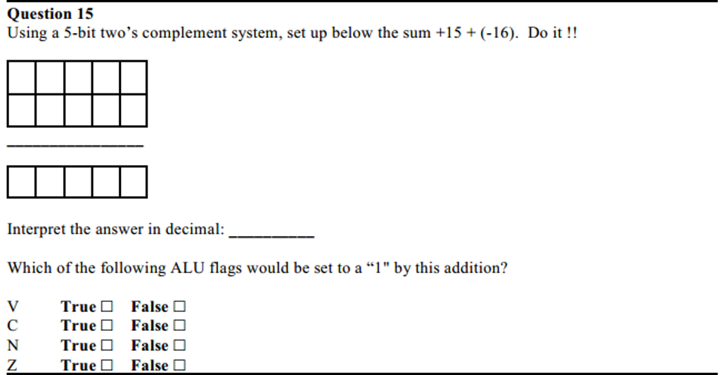 Solved Using a 5-bit two's complement system, set up below | Chegg.com