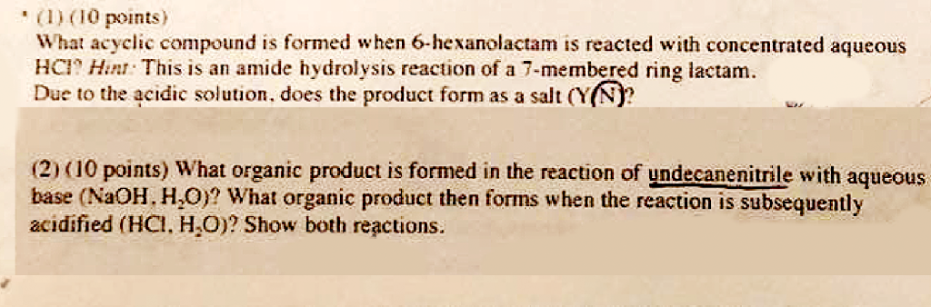 Solved (10 poinis) What acyclic compound is formed when | Chegg.com