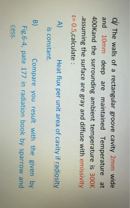 Solved The walls of a rectangular groove cavity 2mm wide and | Chegg.com