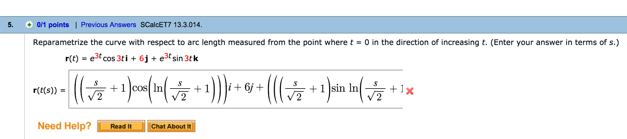 Solved Reparametrize the curve with respect to arc length | Chegg.com