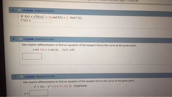 Solved If f(x) + x^2 [f(x)]^5 = 34 and f(1) = 2, find f'(1). | Chegg.com